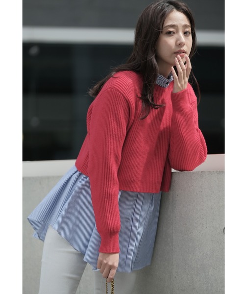 ショートニット＆フリルシャツSET（ニット/セーター）｜JUSGLITTY（ジャスグリッティー）のファッション通販 - ZOZOTOWN