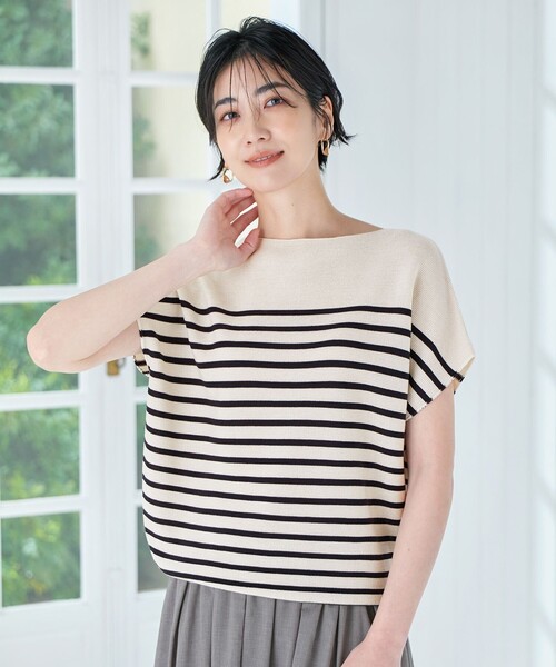 any Fam（エニィファム）の「【洗濯機可/アンチピリング/UVカット】アクリルガーターフレンチスリーブニット（ニット/セーター）」 - WEAR