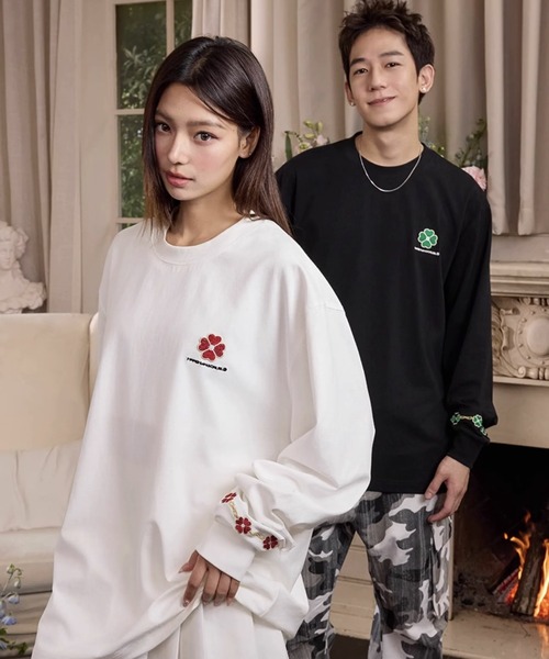 HARSH AND CRUEL（ハーシュアンドクルーエル）の「刺繍TEEシャツ 長袖 オーバーサイズ ユニセックス HC25S1TP02 ...