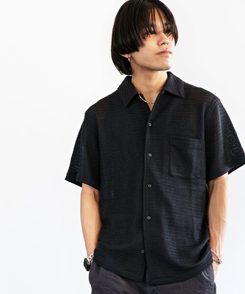 City Ambient Products: レギュラーカラー メッシュ シアー シャツ