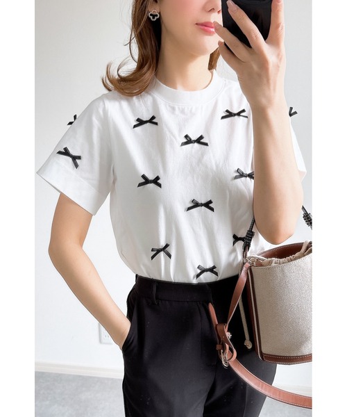 &. NOSTALGIA（アンドドットノスタルジア）の「【ZOZO限定】リボンTシャツ（Tシャツ/カットソー）」 - WEAR