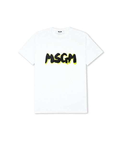 MSGM（エムエスジーエム）の「MSGM NEWブラッシュストローク WロゴTシャツ（Tシャツ/カットソー）」 - WEAR