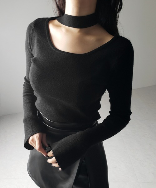 me+em select（ミームセレクト）の「【 2color 】チョーカーリブニットトップス ／choker lib knit tops（ニット/セーター）」 - WEAR