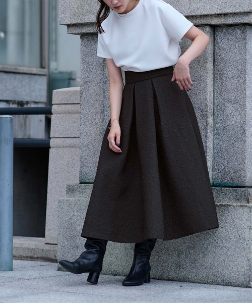 UR'S（ユアーズ）の「ふくれジャガードウエストタックフレアスカート（スカート）」 - WEAR