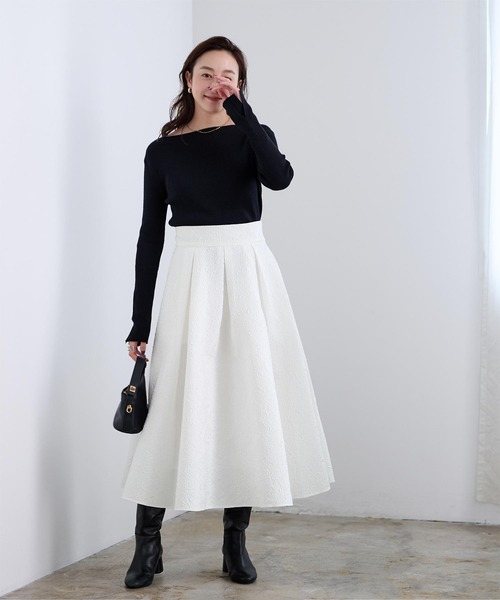 UR'S（ユアーズ）の「ふくれジャガードウエストタックフレアスカート（スカート）」 - WEAR