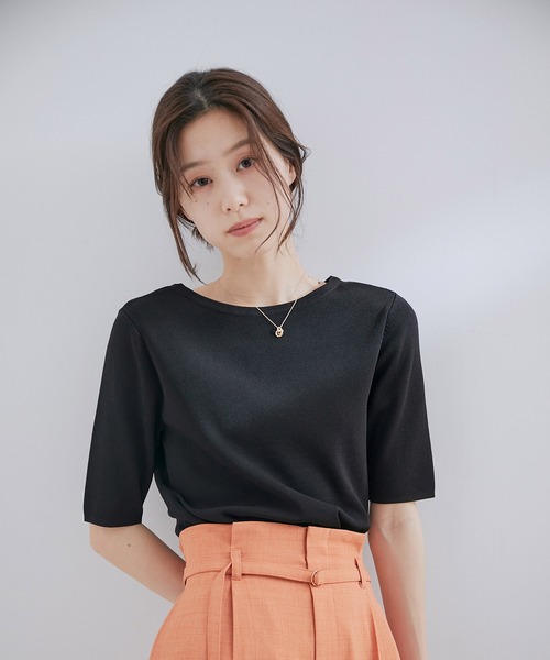 VIS（ビス）の「【UVケア・接触冷感・洗える】前後2WAYハーフスリーブニット（ニット/セーター）」 - WEAR