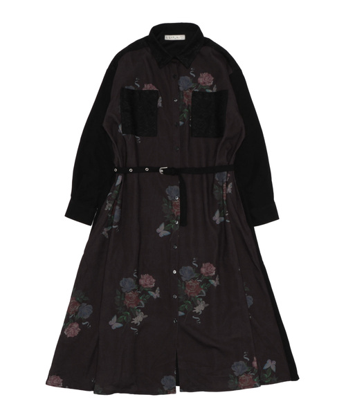 iS ScoLar（イズスカラー）の「523061：花柄ツイル×レースシャツワンピース（シャツワンピース）」 - WEAR