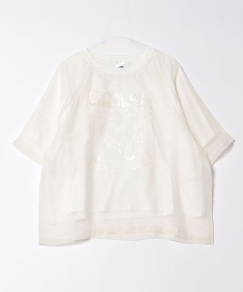 ScoLar（スカラー）の「152617：ラビル箔プリント オーガンジー重ねプルオーバー（Tシャツ/カットソー）」 - WEAR