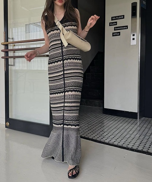 WILLFULLY（ウィルフリー）の「knit at random geometric pattern OP（ワンピース）」 - WEAR