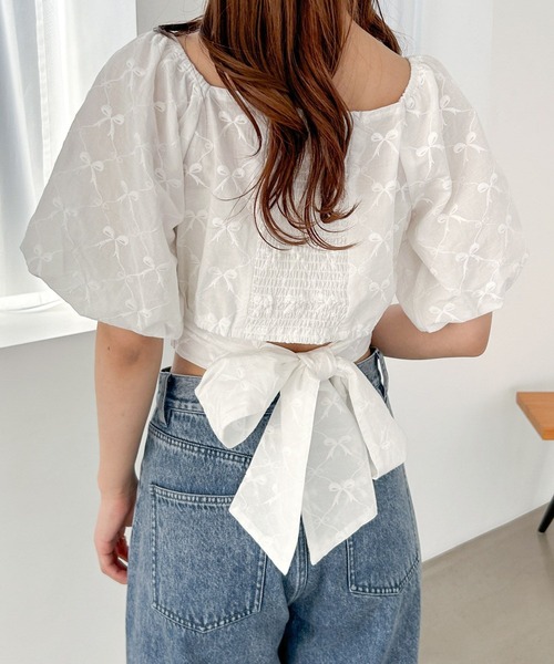 Heather（ヘザー）の「コットンリボンレースブラウス（半袖） 126516（シャツ/ブラウス）」 - WEAR