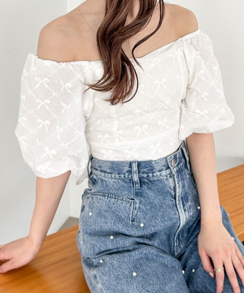 Heather（ヘザー）の「コットンリボンレースブラウス（半袖） 126516（シャツ/ブラウス）」 - WEAR