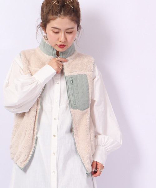 Quelle Chance（ケルシャンス）の「Quelle chance コーデュロイポケットボアベスト（ベスト）」 - WEAR