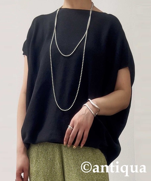 antiqua（アンティカ）の「ドルマンボートネックニット（Tシャツ/カットソー）」 - WEAR