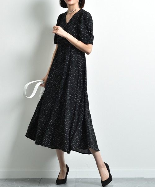 INTERPLANET（インタープラネット）の「ポーラドット5分袖フレアーワンピース（ワンピース）」 - WEAR