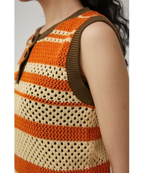 AZUL BY MOUSSY（アズールバイマウジー）の「MULTI BORDER MESH KNIT TOPS/マルチボーダーメッシュニットトップス（ニット/セーター）」 - WEAR