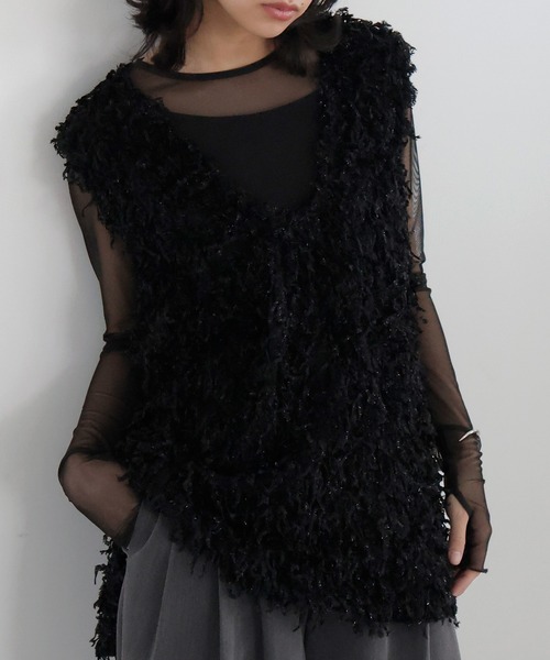 ラメフリンジVネックベスト（シャツ/ブラウス）｜hellam（へラム）のファッション通販 - ZOZOTOWN