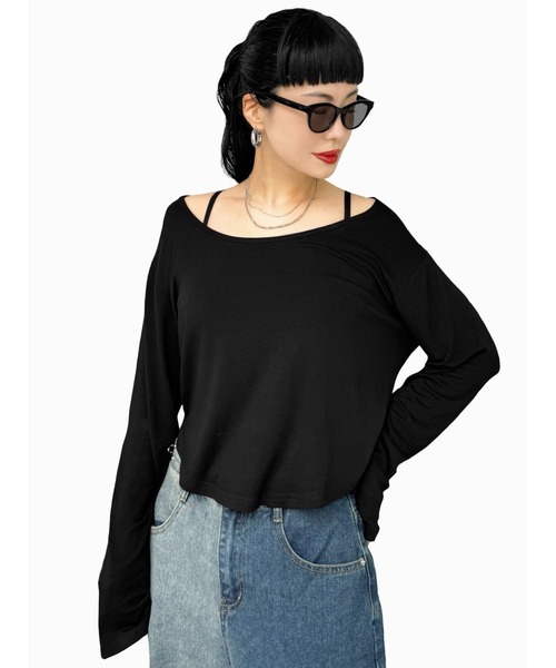 LVEU.（ラブユ.）の「【LVEU.】ラウンドヘムオフショル2wayトップス(Ai select) / トップス カットソー ストレッチ ロンT Uネック クロップド ショート オフショル ...