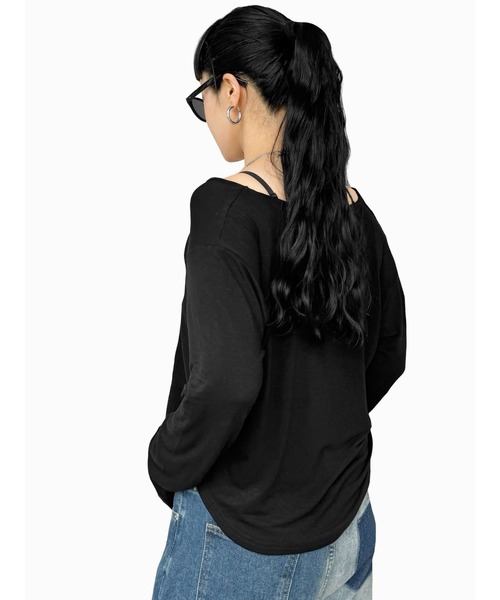 LVEU.（ラブユ.）の「【LVEU.】ラウンドヘムオフショル2wayトップス(Ai select) / トップス カットソー ストレッチ ロンT Uネック クロップド ショート オフショル ...