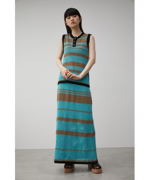 AZUL by moussy（アズールバイマウジー）の「MULTI BORDER MESH KNIT SKIRT/マルチボーダーメッシュニットスカート（スカート）」 - WEAR