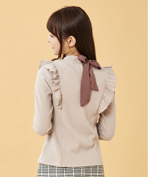 Cherite by PRIME PATTERN（シェリエットバイプライムパターン）の「リブスタンドフリル長袖（Tシャツ/カットソー）」 - WEAR