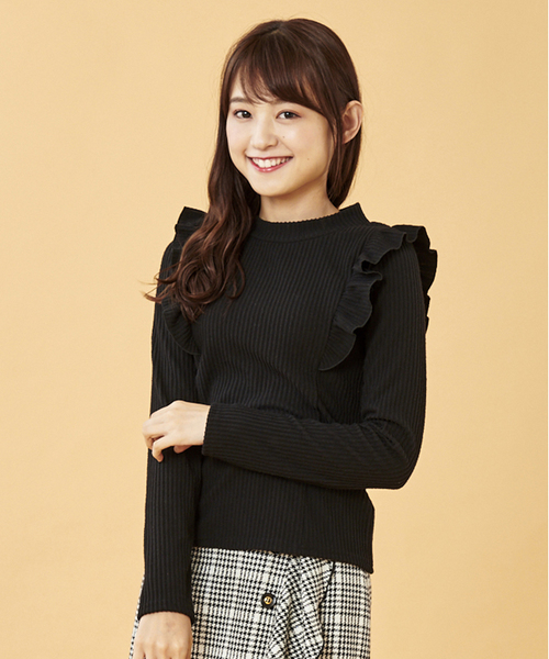 Cherite by PRIME PATTERN（シェリエットバイプライムパターン）の「リブスタンドフリル長袖（Tシャツ/カットソー）」 - WEAR