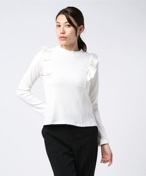 Cherite by PRIME PATTERN（シェリエットバイプライムパターン）の「リブスタンドフリル長袖（Tシャツ/カットソー）」 - WEAR