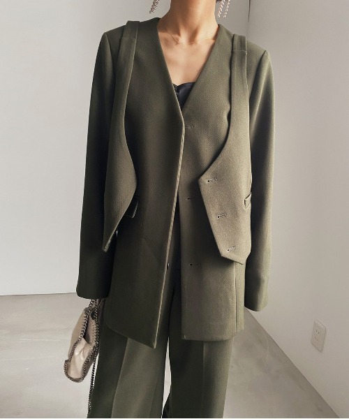 AMERI（アメリ）の「UNDRESSED VEST SET JACKET（ノーカラージャケット）」 - WEAR