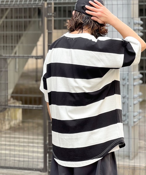 Java（ジャバ）の「《JaVa ジャバコラボ》綿100％、ワイドボーダーbigシルエットトップス（Tシャツ/カットソー）」 - WEAR