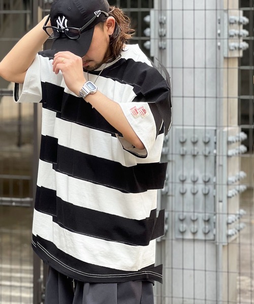 Java（ジャバ）の「《JaVa ジャバコラボ》綿100％、ワイドボーダーbigシルエットトップス（Tシャツ/カットソー）」 - WEAR