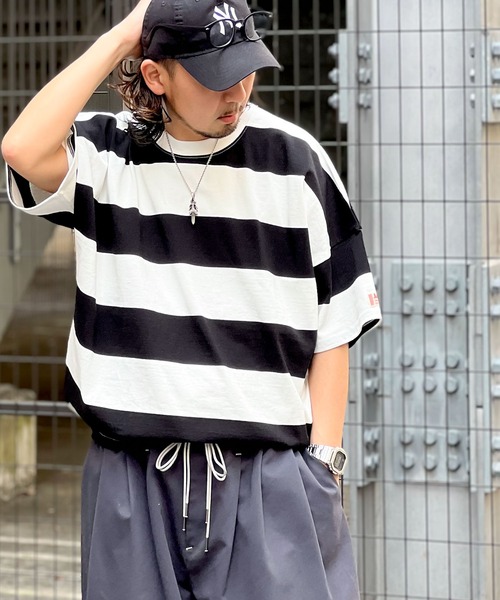 Java（ジャバ）の「《JaVa ジャバコラボ》綿100％、ワイドボーダーbigシルエットトップス（Tシャツ/カットソー）」 - WEAR