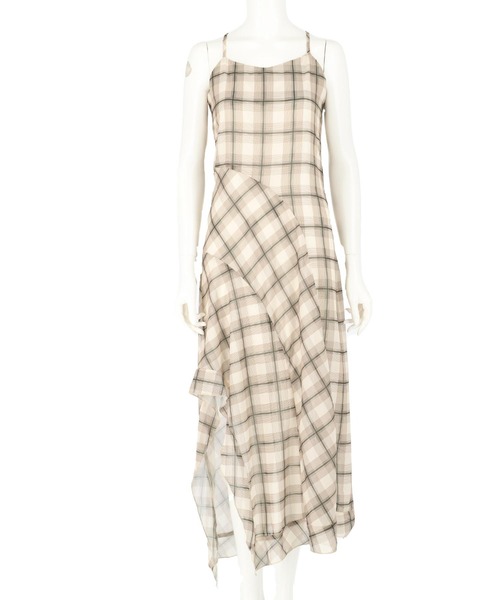 ANAP（アナップ）の「チェック柄 アシメ フレア キャミワンピース（ワンピース）」 - WEAR