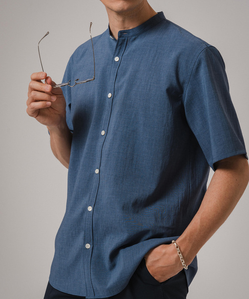 EDIFICE（エディフィス）の「EVALET ストレッチ バンドカラーシャツ（シャツ/ブラウス）」 - WEAR