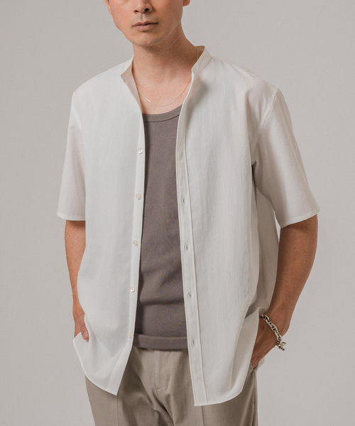 EDIFICE（エディフィス）の「EVALET ストレッチ バンドカラーシャツ（シャツ/ブラウス）」 - WEAR