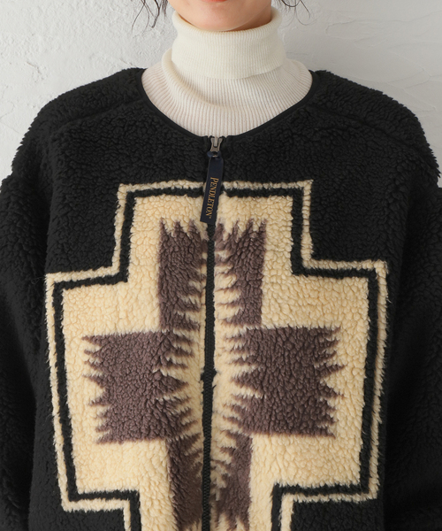 SLOBE IENA（スローブイエナ）の「【PENDLETON/ペンドルトン】 Boa Zip Crewneck Longカーディガン（その他アウター）」 - WEAR