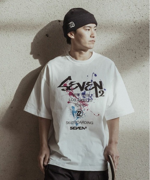SEVEN2（セブンツー）の「SEVEN2 セブンツー 半袖 ブランド ロゴ ペイント柄 バックプリント ユニセックス クルーネック Tシャツ ...