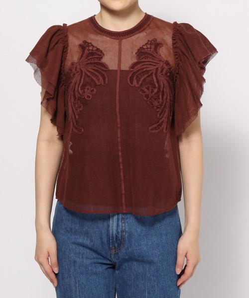 yuw（ユウ）の「コットンチュールシシュウブラウス 183502（シャツ/ブラウス）」 - WEAR