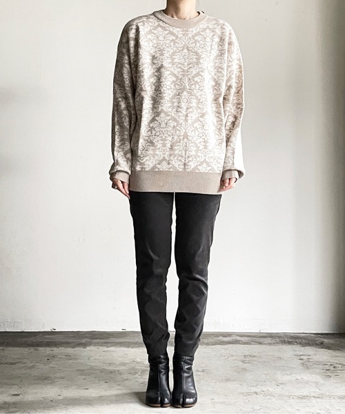 COMMON WARE（コモンウェアー）の「COMMONWARE:DAMASK JACQUARD KNIT C/N L/S/ダマスクジャガードクルーネックニット（ニット/セーター）」 - WEAR