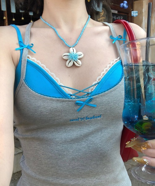 GEMEDA（ジェメダ）の「ギンガムリボンレイヤード風キャミソール（キャミソール）」 - WEAR