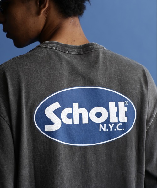 schott（ショット）の「【WEB LIMITED】Schott/ショット/LS T-SHIRT OVAL LOGO/オーバルロゴ ロンT（Tシャツ/カットソー）」 - WEAR