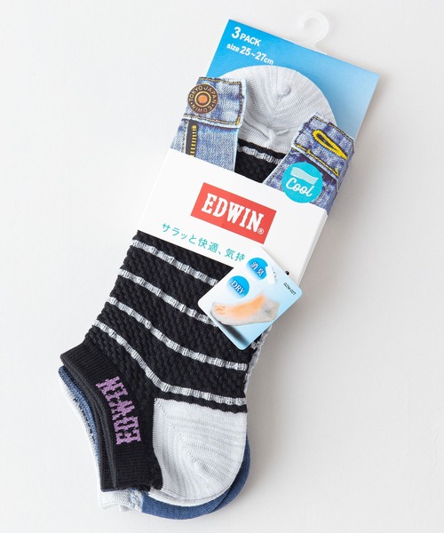 EDWIN（エドウィン）の「【EDWIN/エドウィン】COOL FLEX アンクル 3P ソックス 3足組 綿混素材 消臭 ドライ（ソックス/靴下）」 - WEAR
