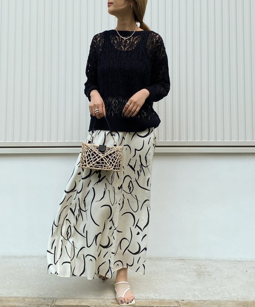 オードリーアンドジョンワッド（Audrey and John Wad）/【Audrey and John Wad】ブラッシュプリントマーメイドロングスカート セール】ブラッシュプリントマーメイドロングスカート（スカート