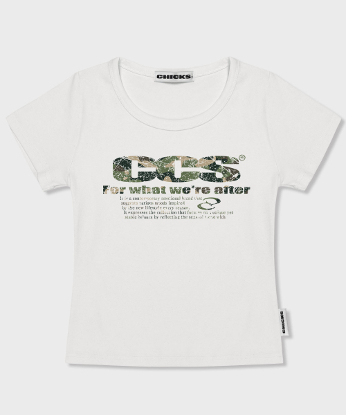 Camo Boom Slim Fit Short Sleeve T-Shirt White（Tシャツ/カットソー）｜CHICKS（チックス）の ...