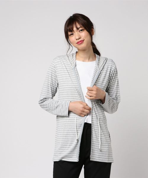 しまむら（シマムラ）の「CLOSSHI ボーダー柄 素肌涼やかジップパーカ（パーカー）」 - WEAR