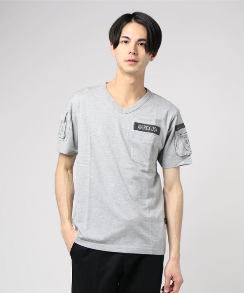 AVIREX（アヴィレックス）の「AVIREX（アヴィレックス）Vネック ファティーグ Tシャツ/S/S V-NECK FATIGUE T-SHIRT（Tシャツ/カットソー）」 - WEAR