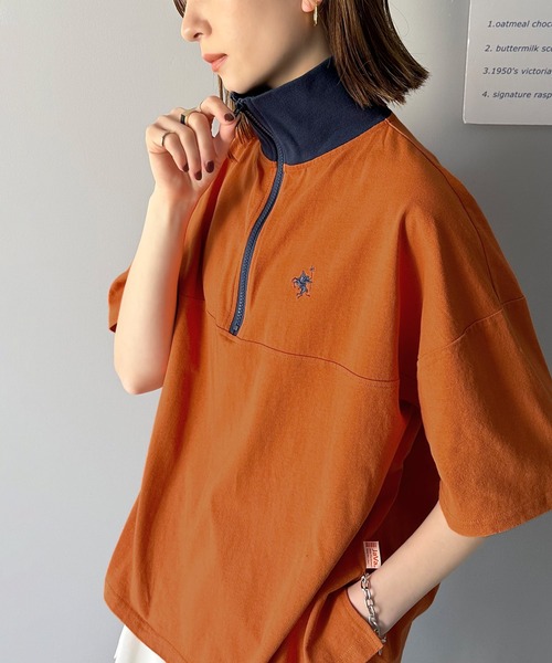 【セール】《JaVa ジャバコラボ》技あり大人コーデ。綿100％配色ハーフジッププルオーバー（Tシャツ/カットソー）｜Java（ジャバ）のファッション通販 - ZOZOTOWN