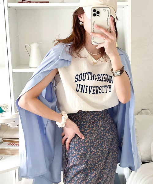 Java（ジャバ）の「《JaVa ジャバコラボ》上品ヴィンテージ。フレンチスリーブプリントカットソー（Tシャツ/カットソー）」 - WEAR