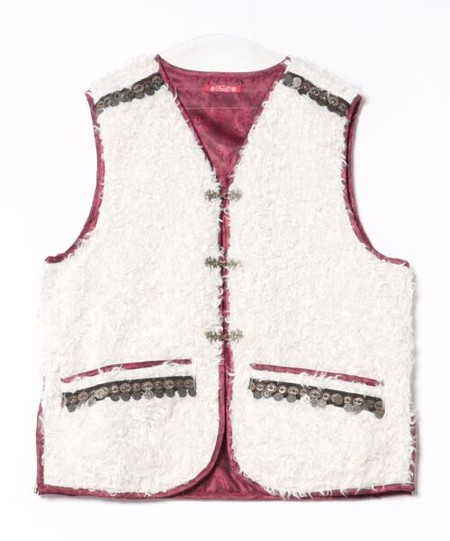 セール】【チャイハネ】モケリプードルファーベスト（ベスト