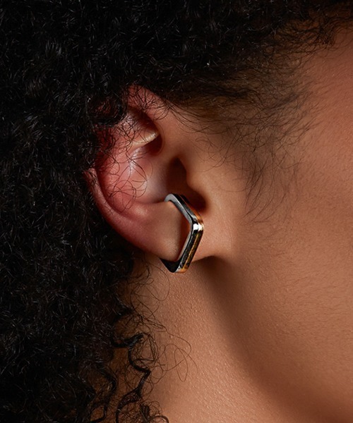 M.R'+@（ミスター）の「【YPARIS】フランス製 イヤーカフ Ashley ラージ ボリューム スクエア 四角形 シルバー ゴールド ...