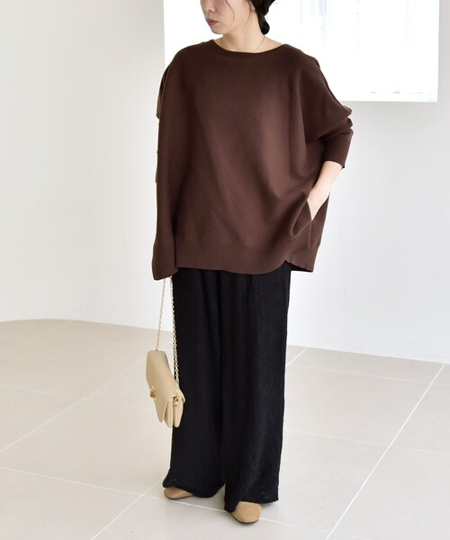 セール】quaranciel:〈洗濯機可能〉フラワー レース ワイド パンツ