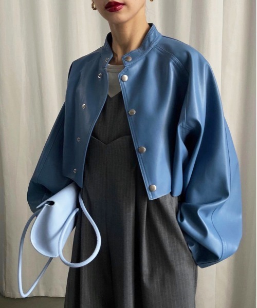 AMERI（アメリ）の「ROUND SHORT FAKE LEATHER JACKET（その他アウター）」 - WEAR